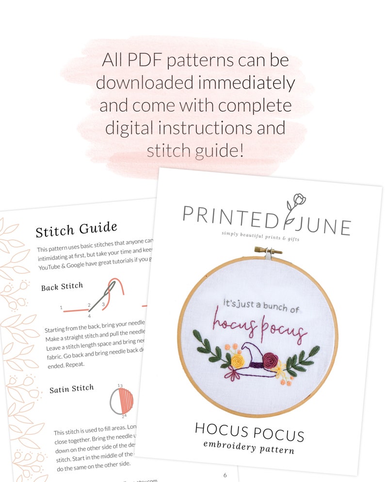 Hocus Pocus Hand Embroidery Pattern Digital PDF Download - Etsy