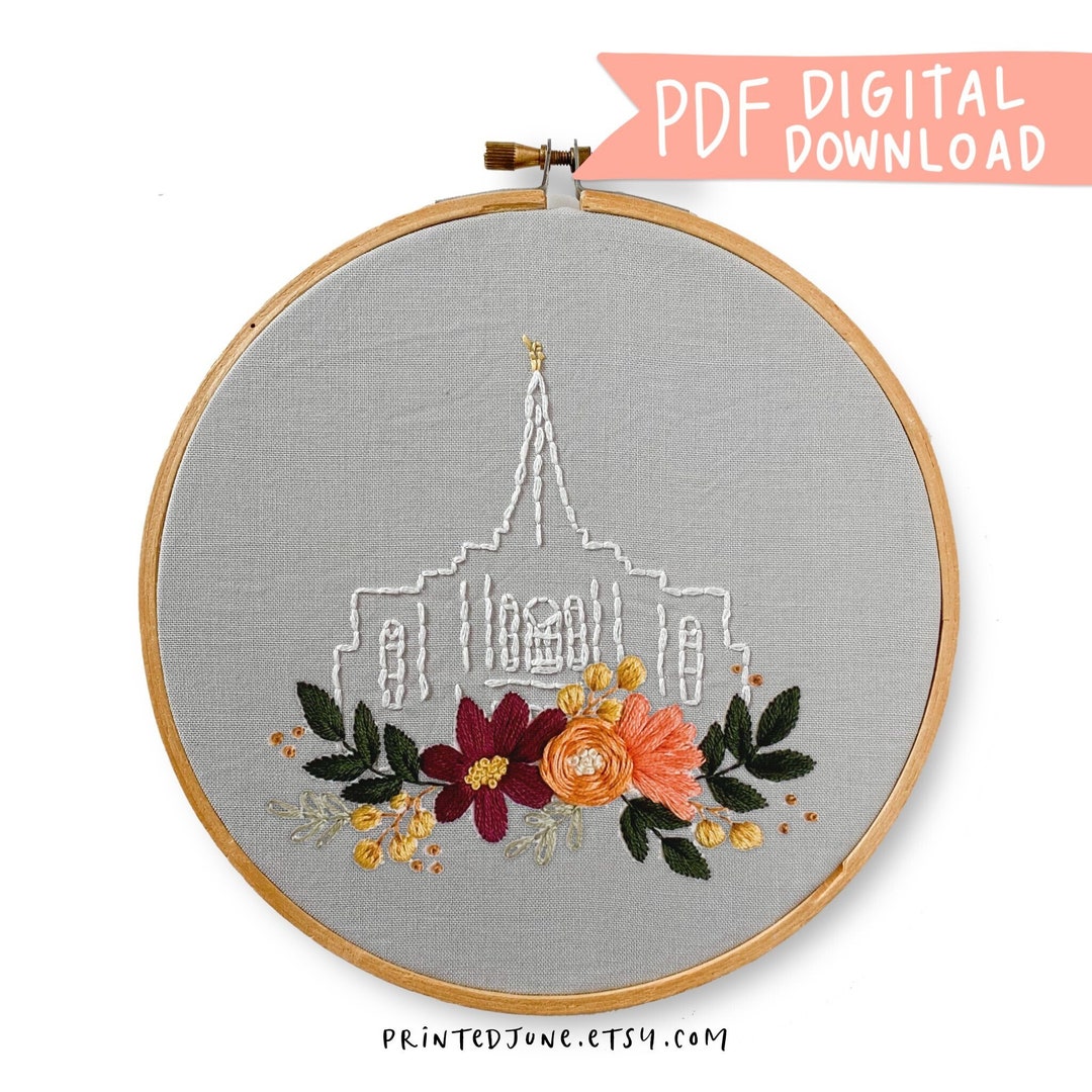Gilbert Arizona LDS Temple Hand Embroidery Pattern, Digital PDF Pattern ...