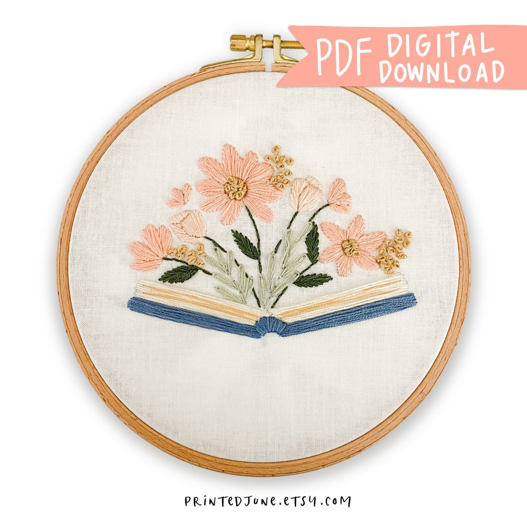 Books Are Life Hand Embroidery Pattern, Digital PDF Pattern, Beginner ...