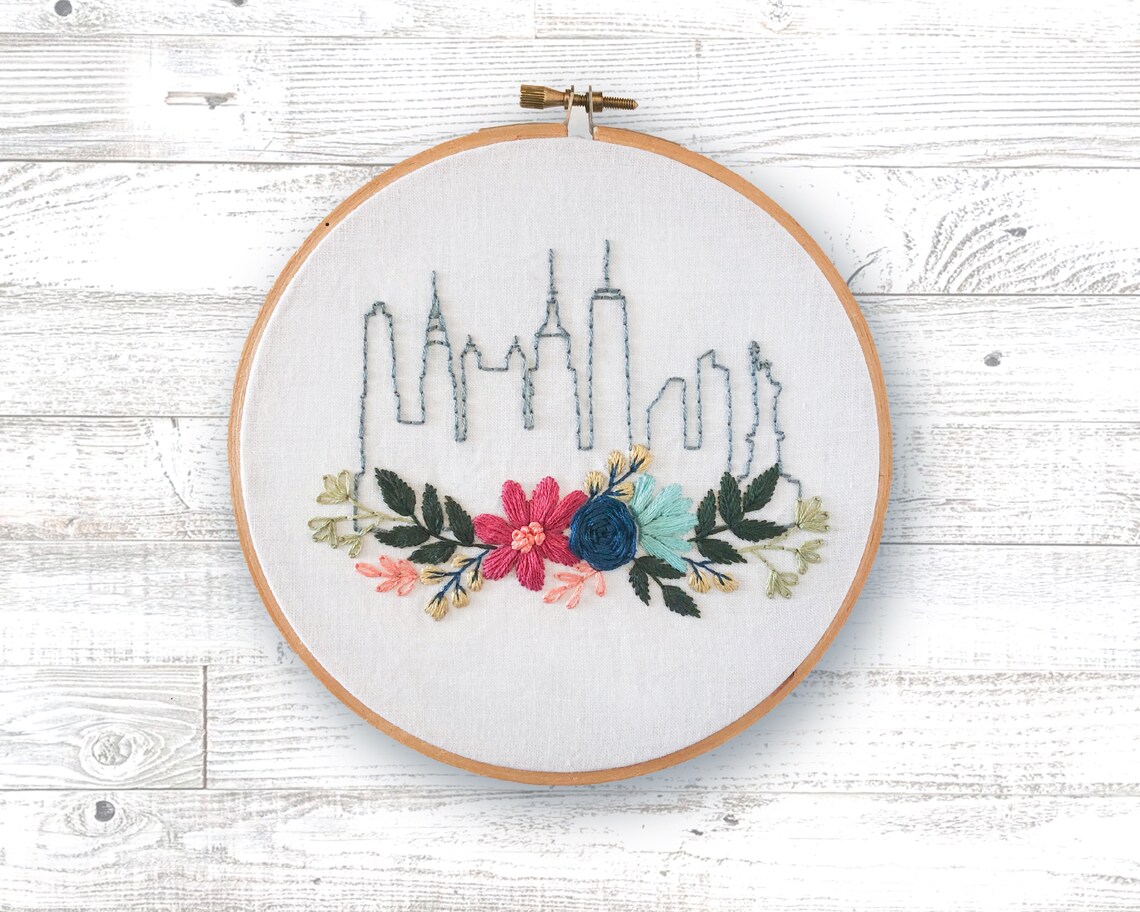NYC Skyline Hand Embroidery Pattern Digital PDF Pattern - Etsy