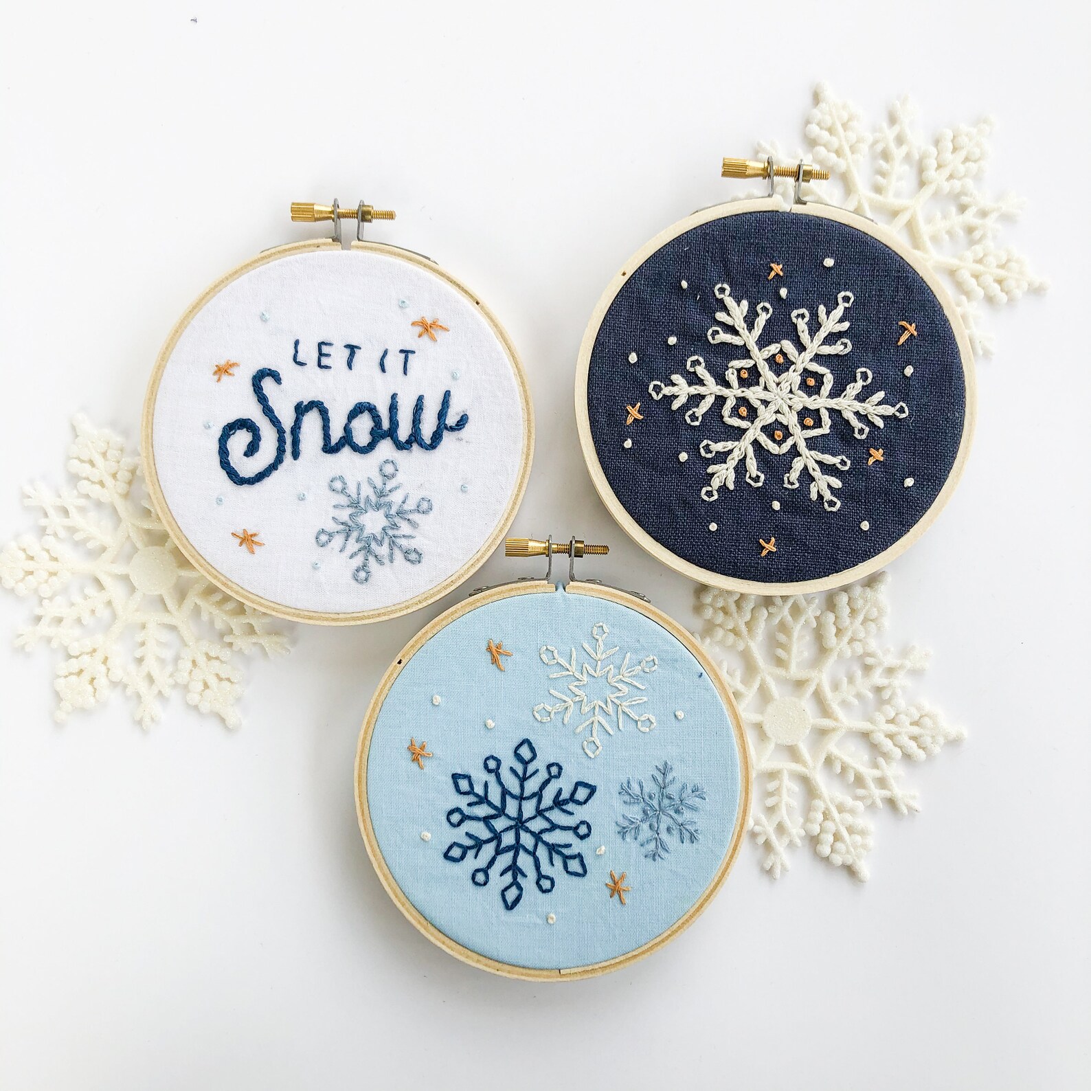 Snowflake Hand Embroidery Christmas Ornaments Digital PDF | Etsy