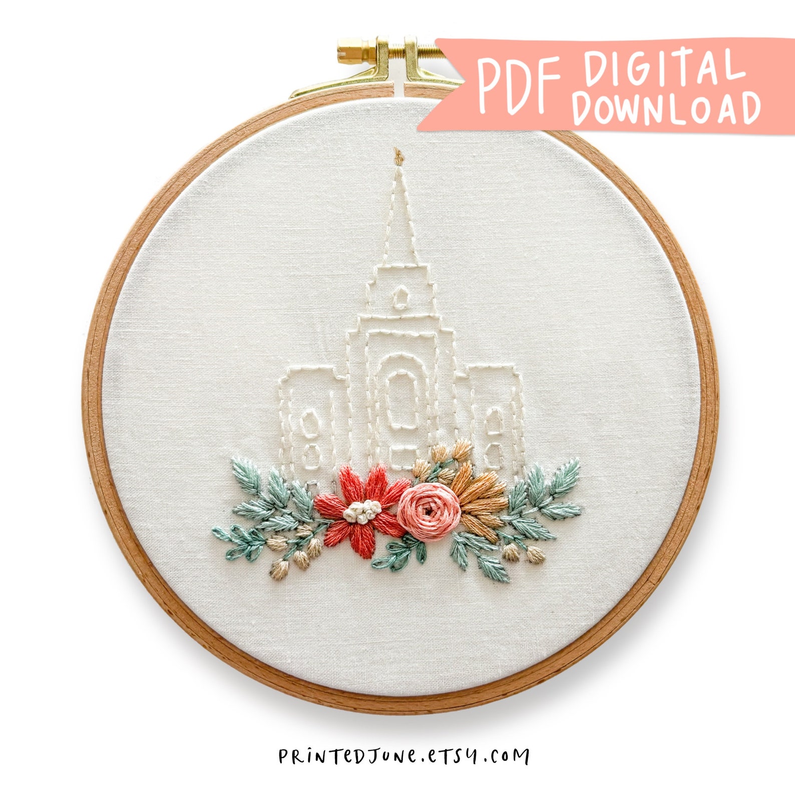 Brigham City Utah LDS Temple Hand Embroidery Pattern, Digital PDF ...