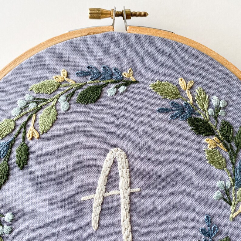 Floral Initial Hand Embroidery Pattern - Digital PDF Pattern, Alphabet ...