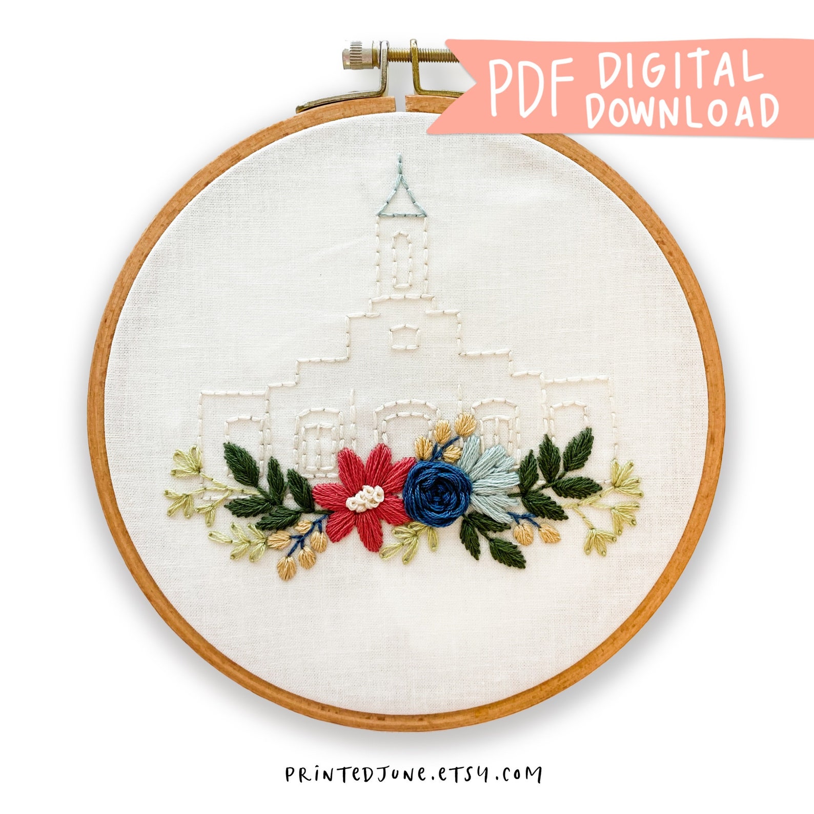 Moses Lake Washington LDS Temple Embroidery Pattern - Digital PDF ...