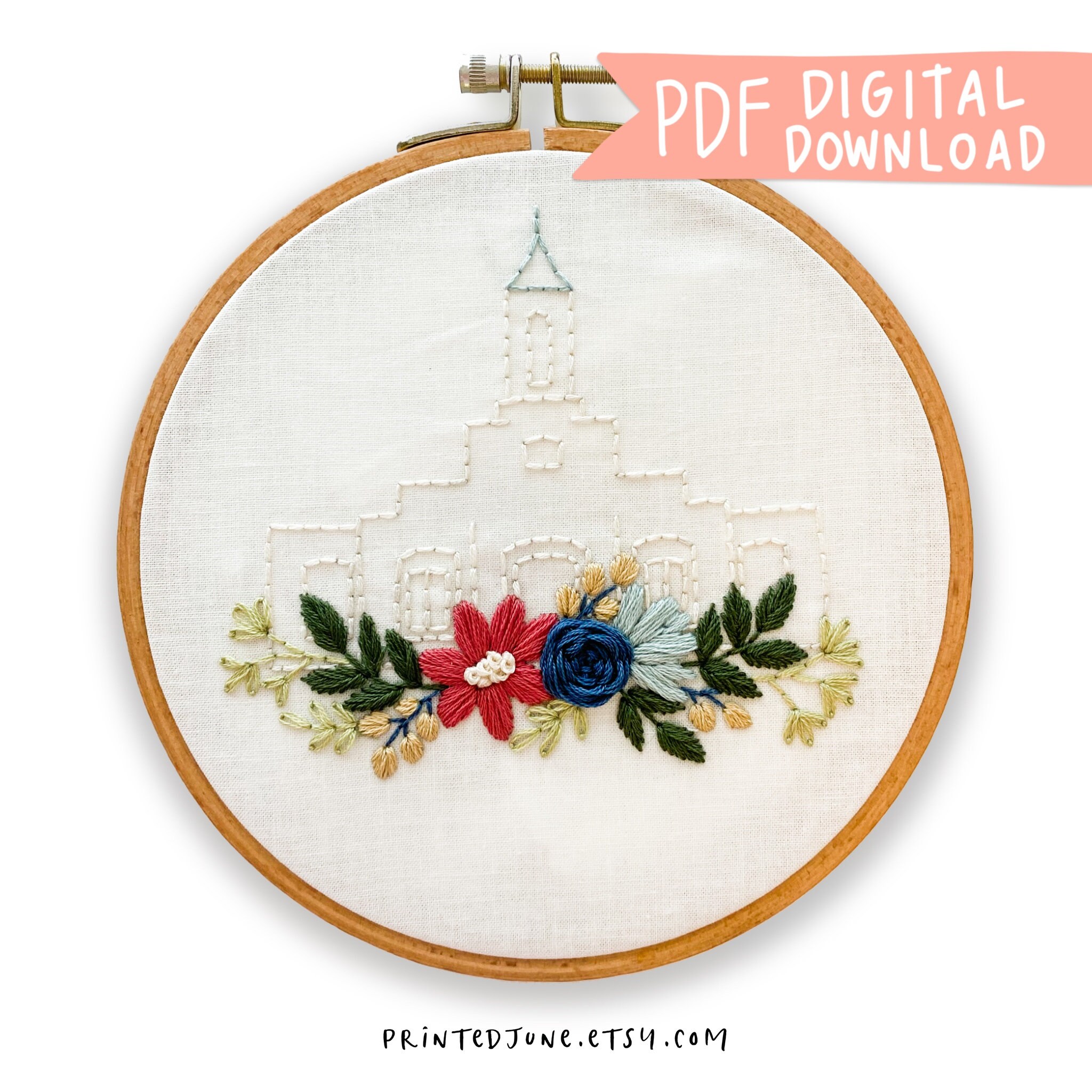 Moses Lake Washington LDS Temple Embroidery Pattern - Digital PDF ...
