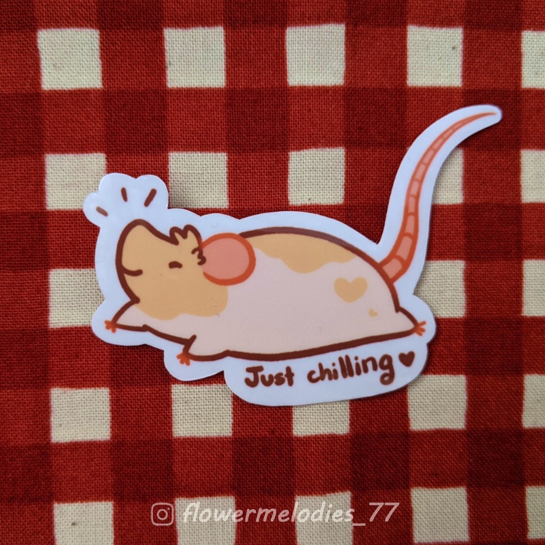 Just Chilling - Cute White and Caramel Rat Sticker - Etsy
