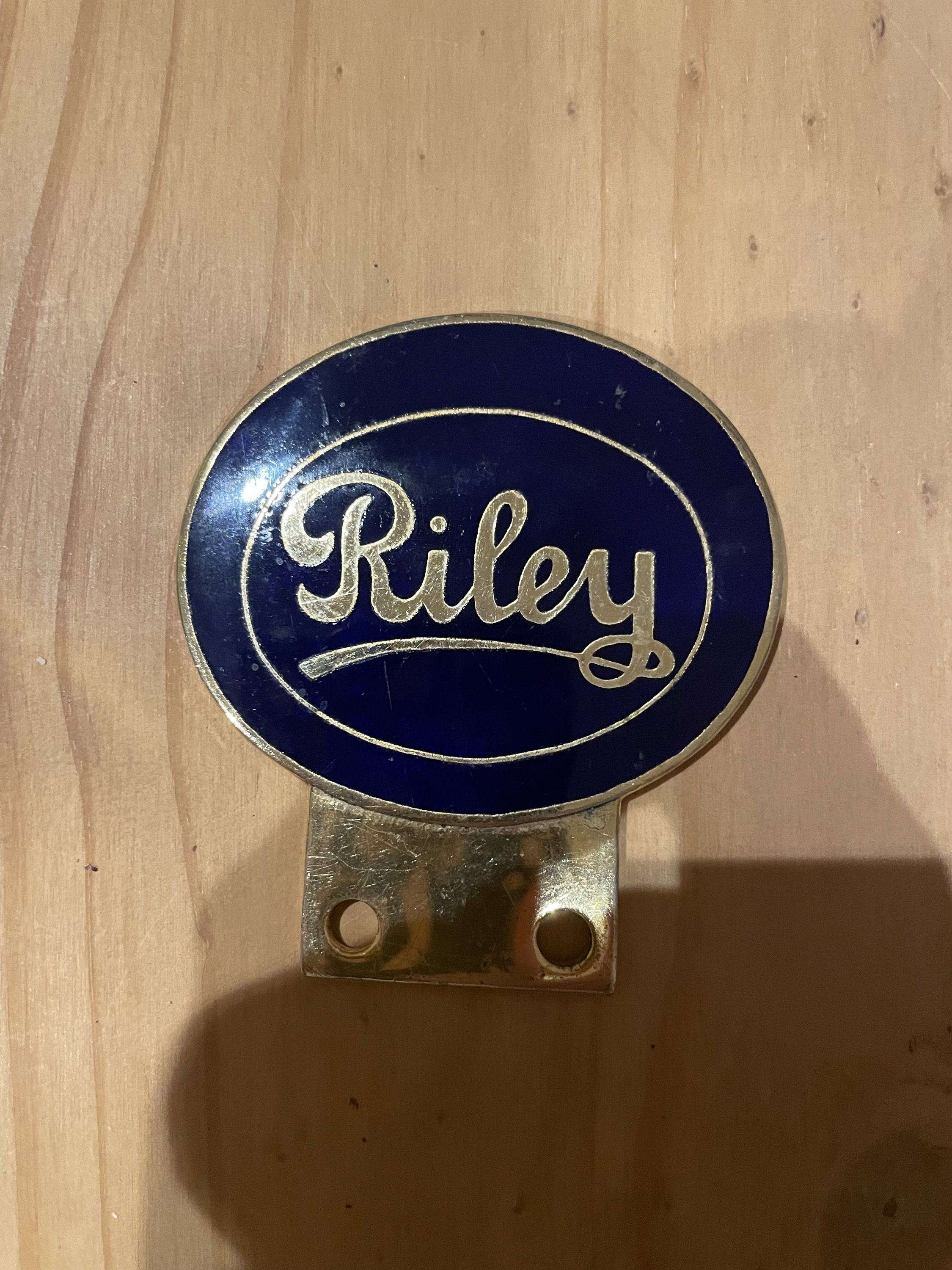 Vintage (antique) Riley Motor Automobile Enamel & Brass Bumper or Bar ...