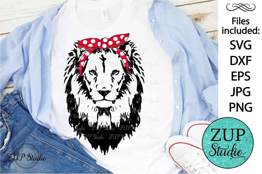 Lion Face With Dots Bandana Digital Cutting Files Clip Art Svg - Etsy