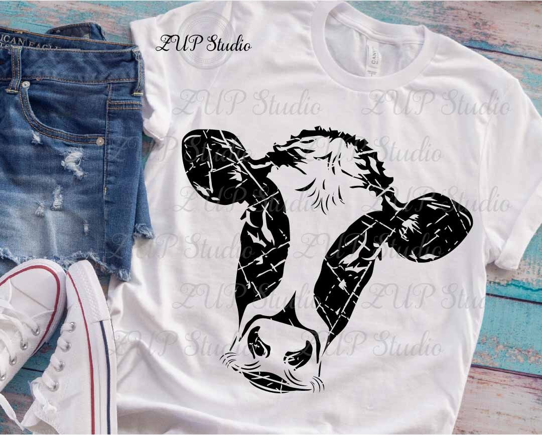 Distressed Grunge Cow Face Digital Cutting Files Silhouette - Etsy