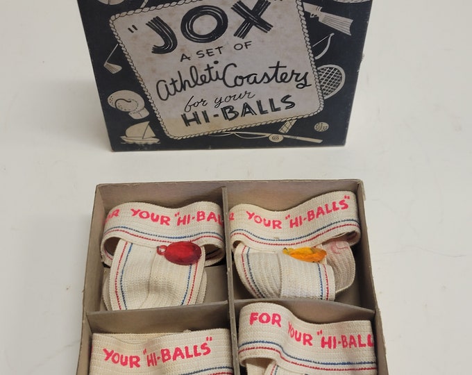 Vintage, 1950's Jox, A Set of Athletic Coasters for Your Hi-balls, Bar ...