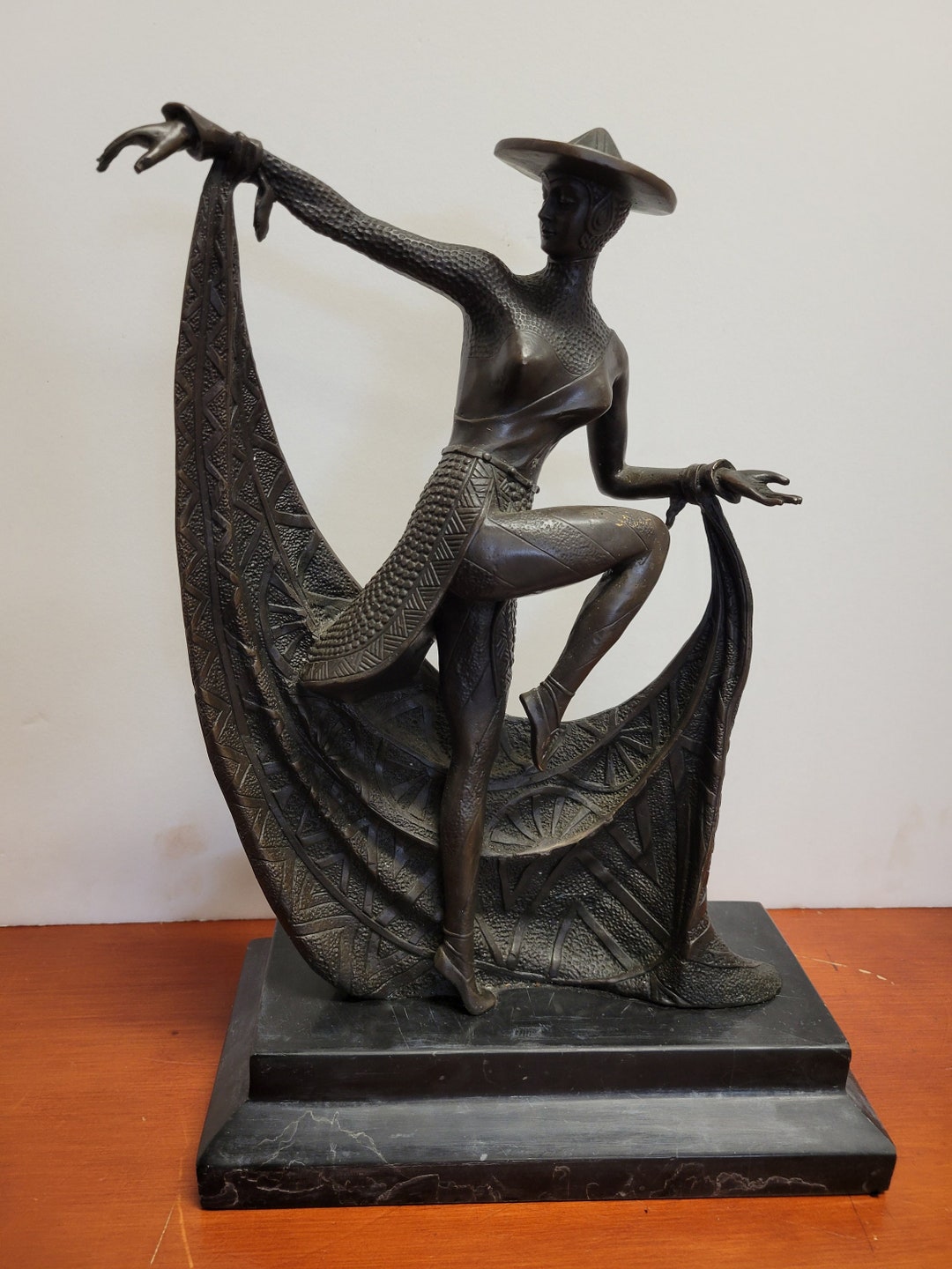 Antique, SIGNED, D.H Chiparus Art Deco Sculpture, Bronze on Marble Base ...