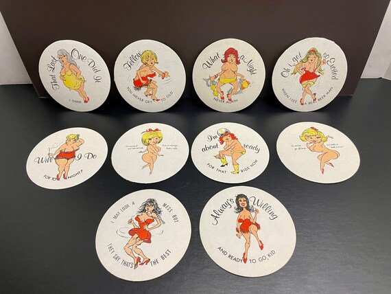 Vintage Risque Funny Naughty Paper Coasters | Etsy