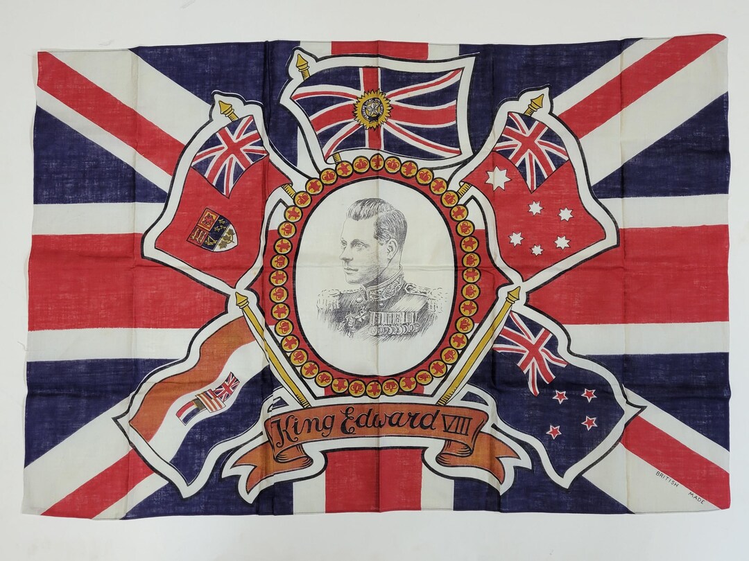 1937, Antique, British Made, King Edward VIII Royal Coronation Flag ...
