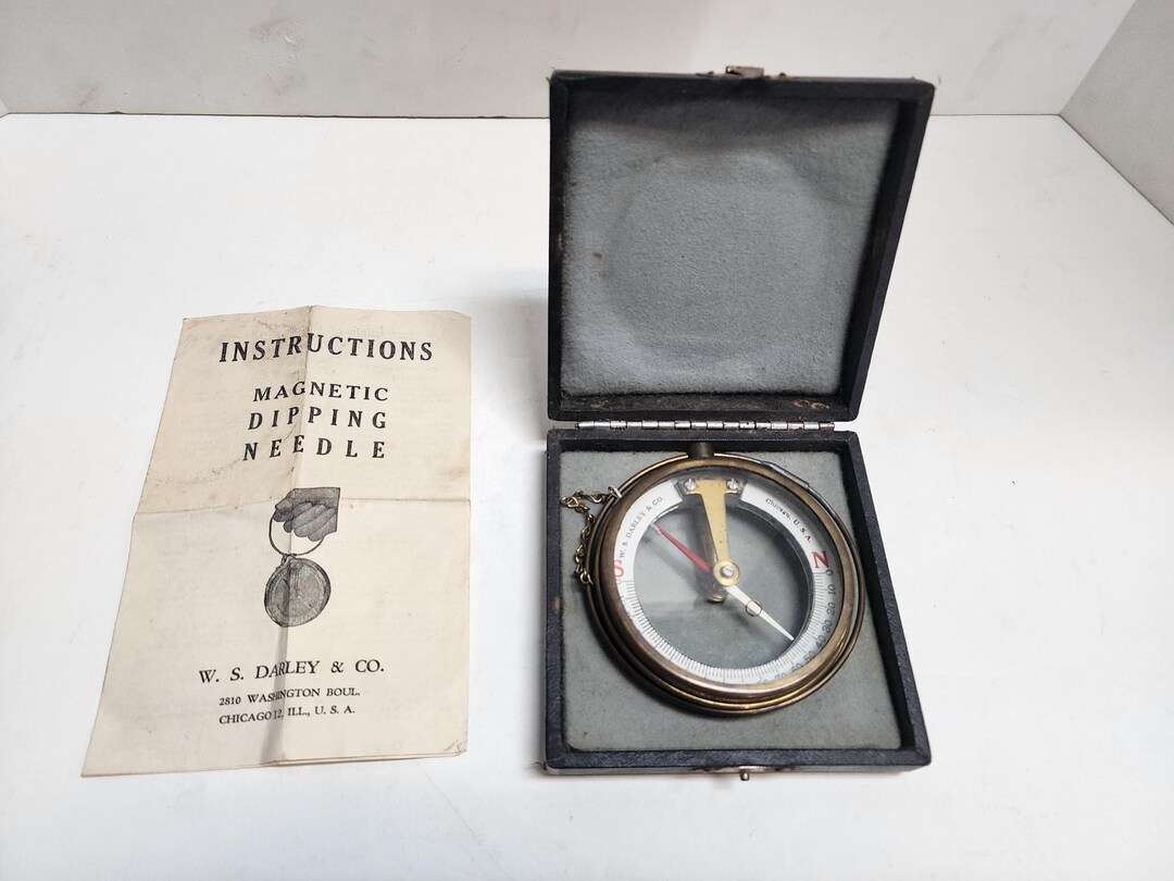 Antique Magnetic Dipping Needle, Compass, W.S. Darley & Co. W/ Original ...