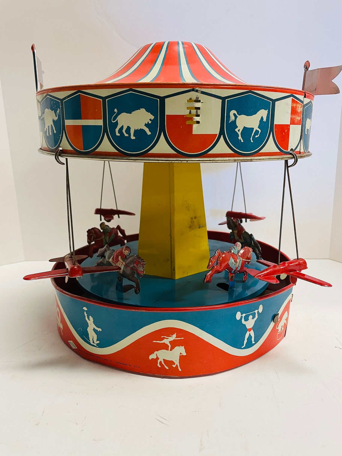 1930's-40's USA Made Tin Lithograph Carousel Toy - Etsy
