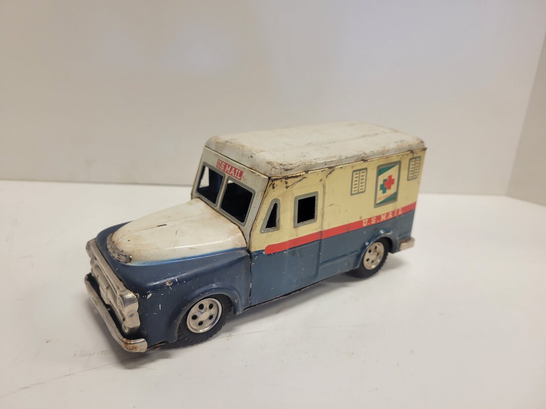 Vintage 1950's - 60's U.S. Mail Friction, Tin Toy, Dodge, Mail , Red ...