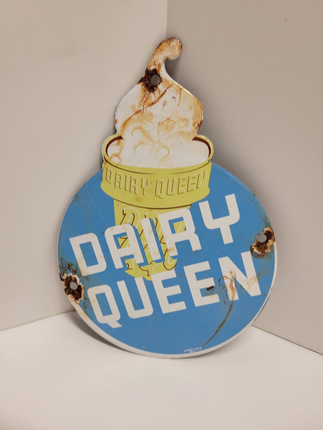 Vintage Dairy Queen Sign, Advertising, Porcelain, Enamel, Metal, Leroy ...