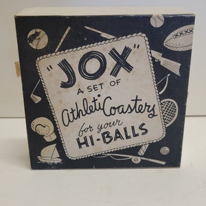 Vintage, 1950's Jox, A Set of Athletic Coasters for Your Hi-balls, Bar ...