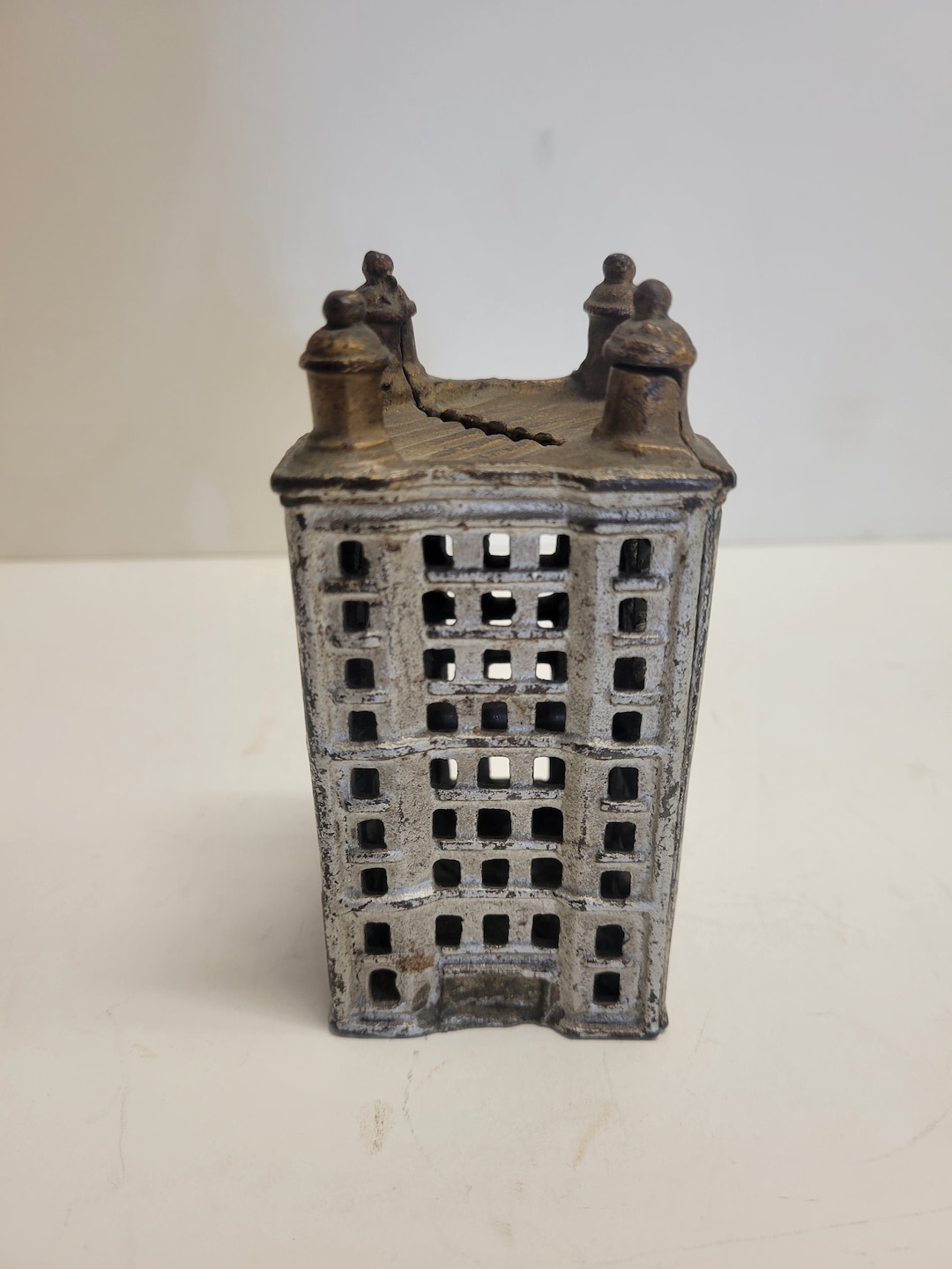Antique, Cast Iron , 4 Tower Building, A.C. Williams Coin Bank, , Circa ...