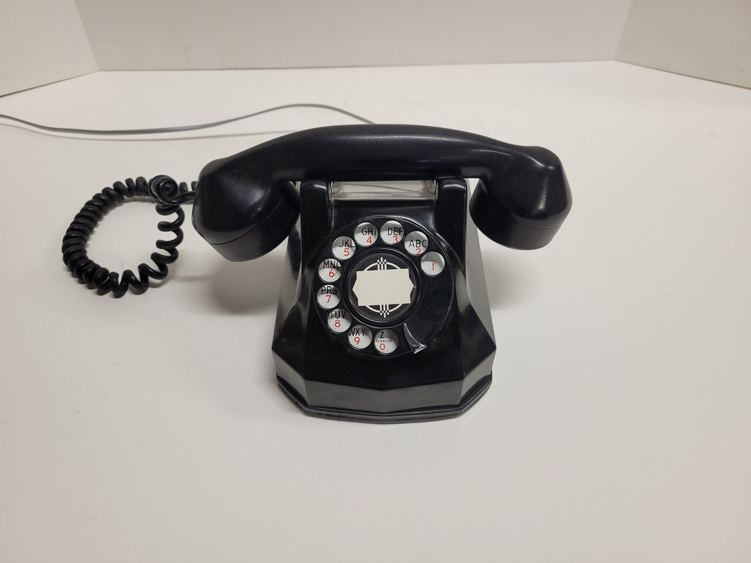 1940's, Vintage, Antique, Art Deco Style Bakelite Black Rotary Phone ...