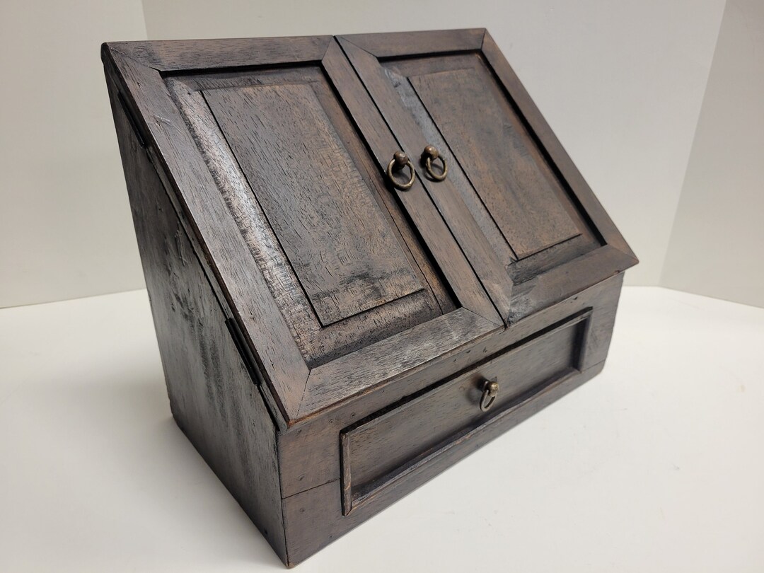 Vintage, Wooden, Desk Organizer, Caddy, File Box With Doors and Drawer ...