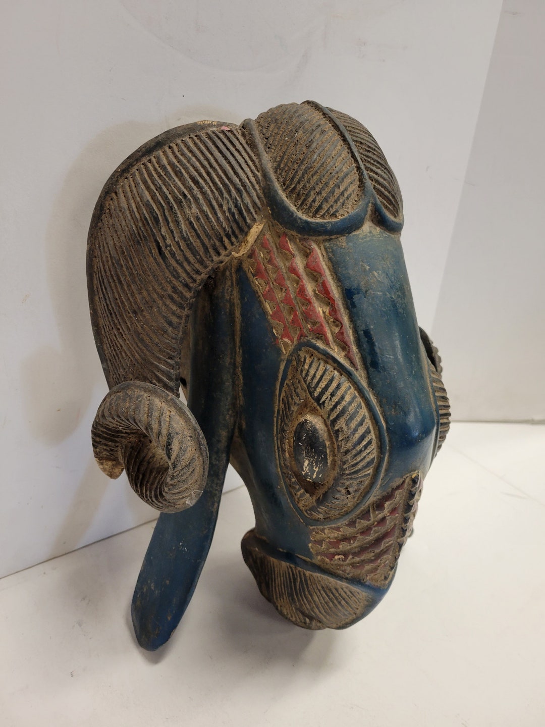 Vintage, Antique , Mid Century, Hand Carved, Tribal Wood Mask / Helmet ...