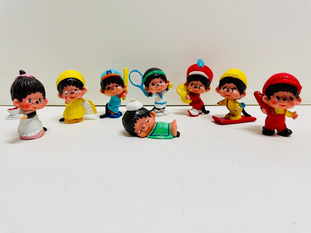 Vintage 1970's Monchichi Sekiguchi PVC Mini Figures Hong Kong Set of 9 ...