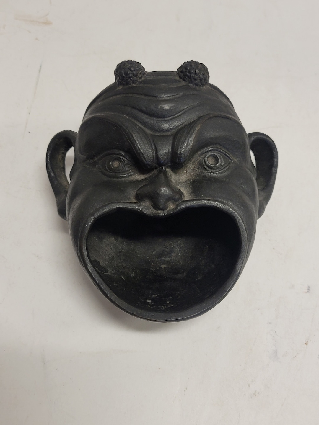 Antique Rare Bronze/brass Devil, Demon Head, Ugly Face, Ashtray Trinket ...