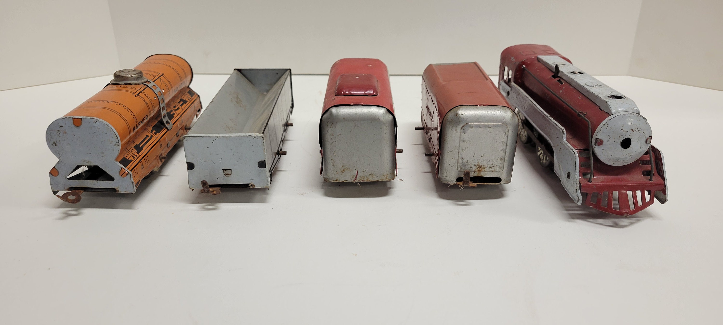 1930's Vintage, Antique HAFNER, O Gauge Tin Wind up Train Set, 5 Pieces ...