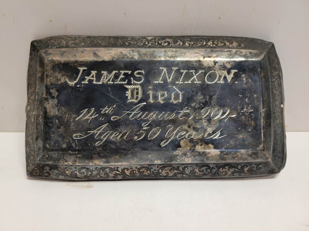 1904, Antique, Metal, Silver (plated ?) Casket, Coffin, Engraved ...