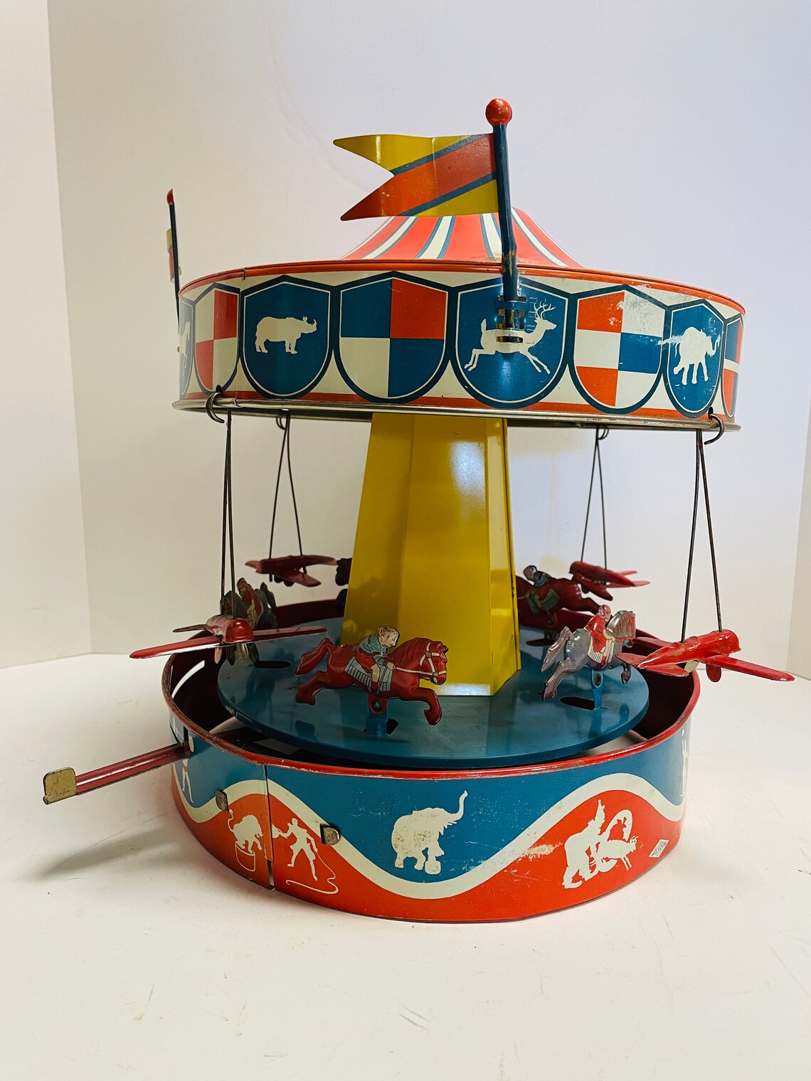 1930's-40's USA Made Tin Lithograph Carousel Toy - Etsy