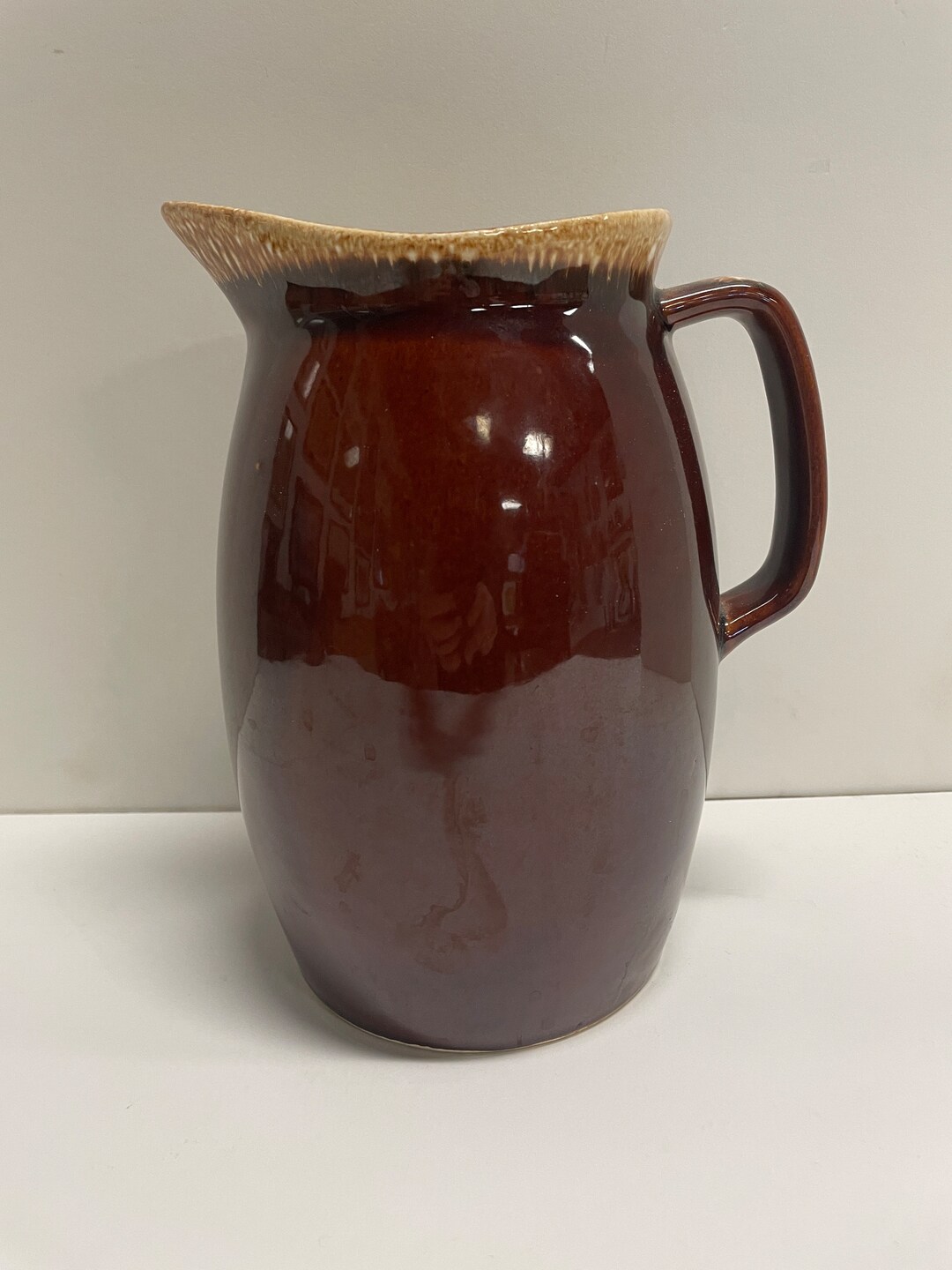 Vintage Brown Drip Pitcher Ovenproof USA Pottery Glaze Pitcher 9 Inch ...