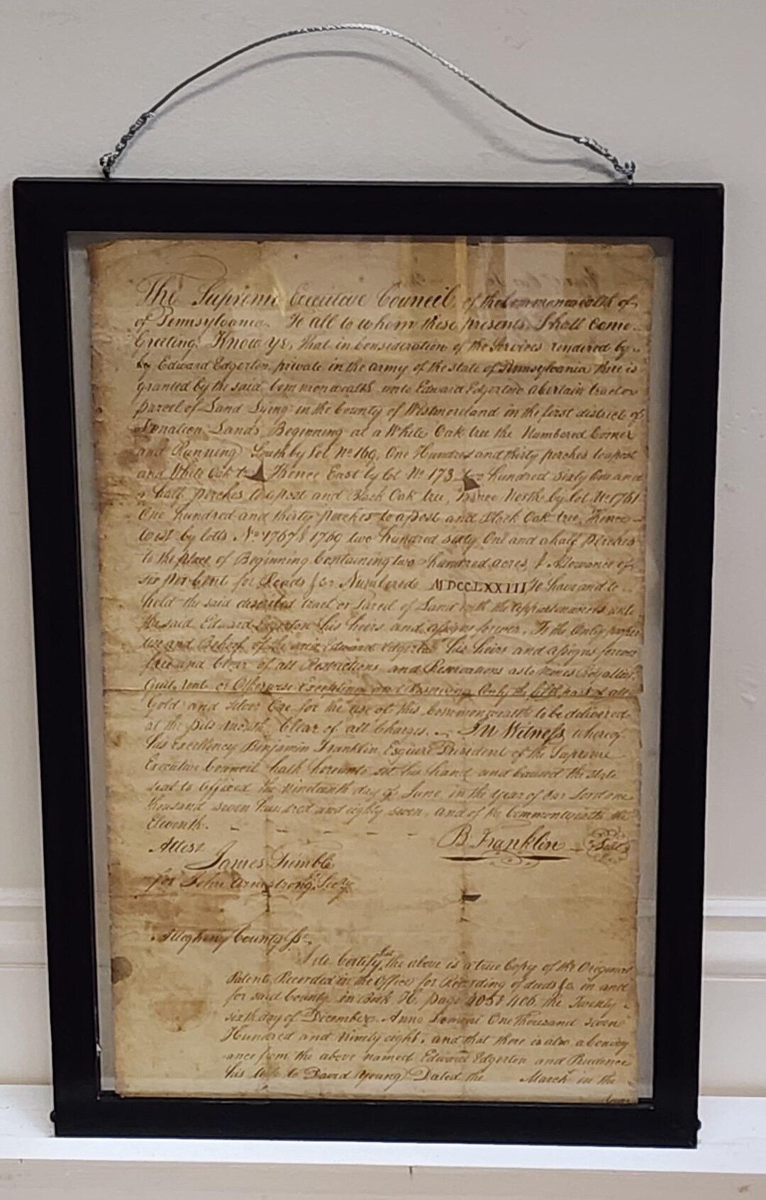 A TRUE Copy Antique, Land Transfer Document / Deed From 1777, A TRUE ...