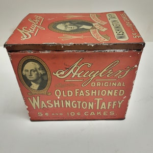 1906, Antique Huyler's Original Old Fashioned WASHINGTON Taffy, 5 and ...