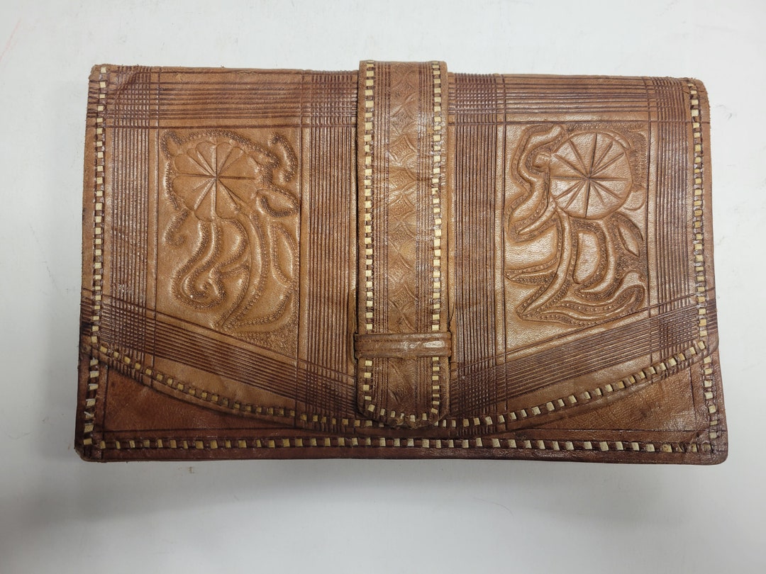 Vintage, Antique. Art Deco / Nouveau Leather, Hand Tooled Personal ...