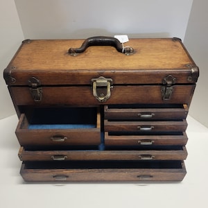 Antique, Circa 1930's, UNION STEEL CHEST Corp., Wood, 7 Drawer Watch ...
