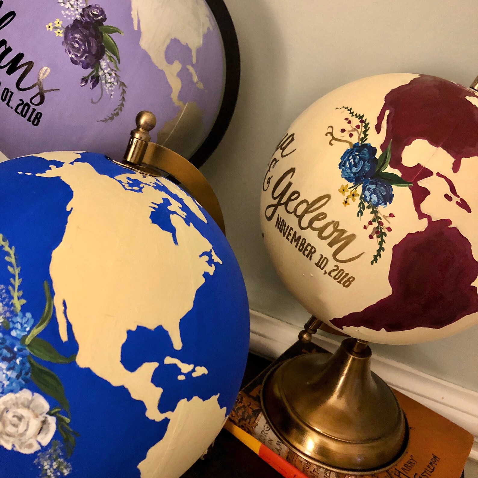 9 Custom Globe in Any Color Combo With Floral Details - Etsy