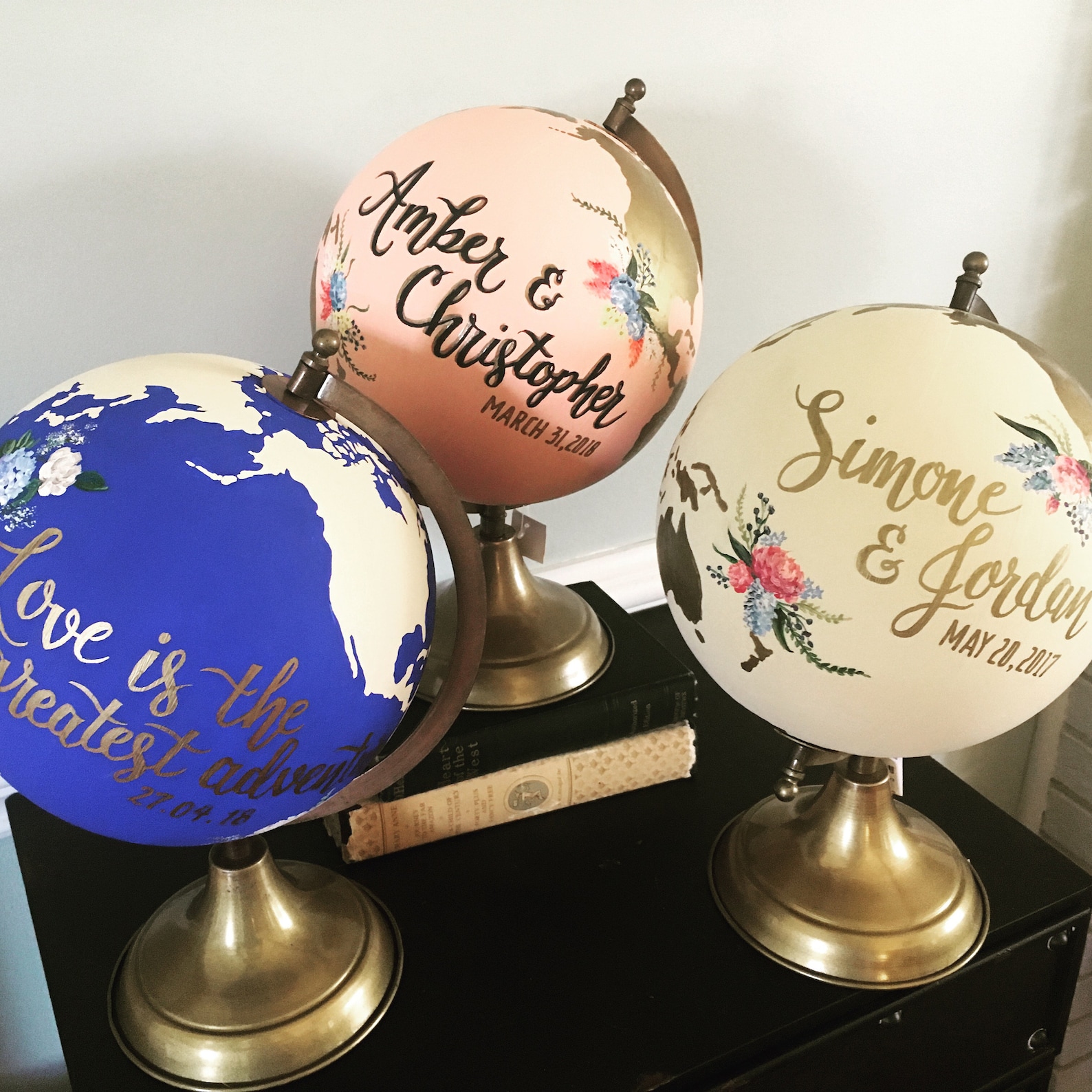 9 Custom Globe in Any Color Combo With Floral Details - Etsy