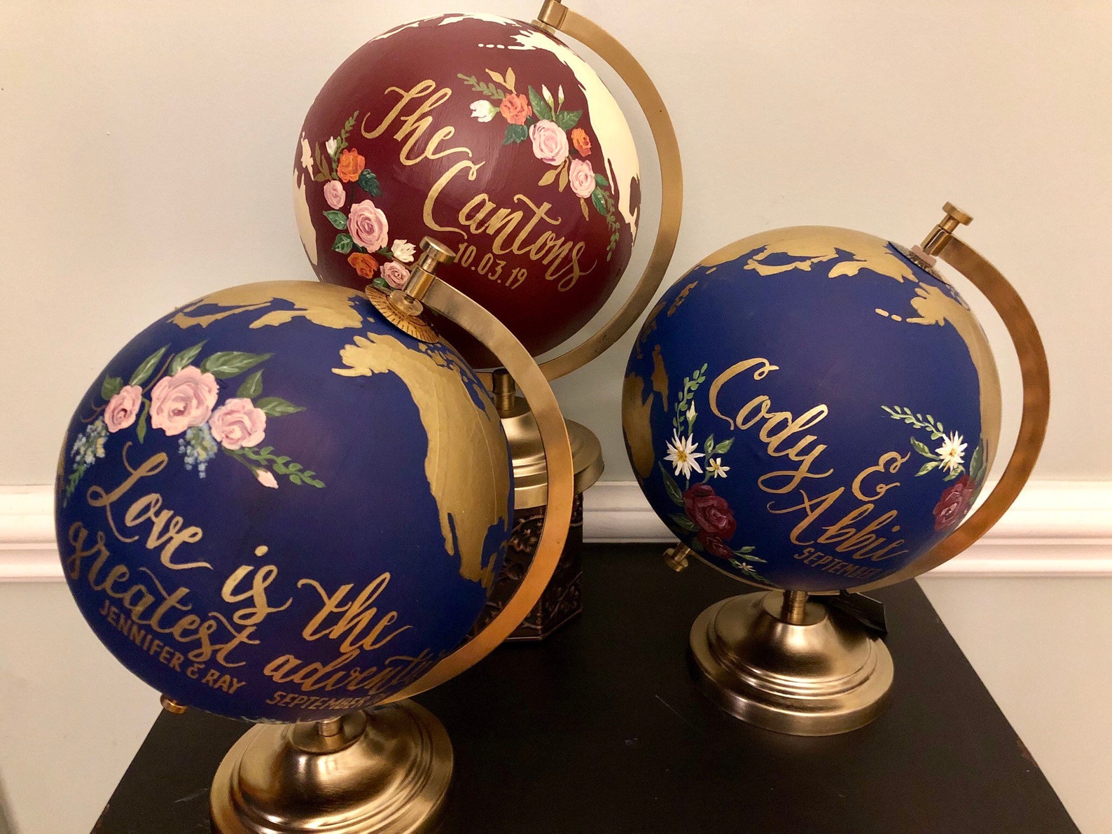 9" Custom Globe in Any Color Combo With Floral Details - Etsy