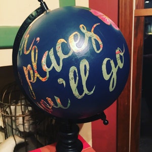 9 Hand Painted Globe With Reverse Lettering - Etsy