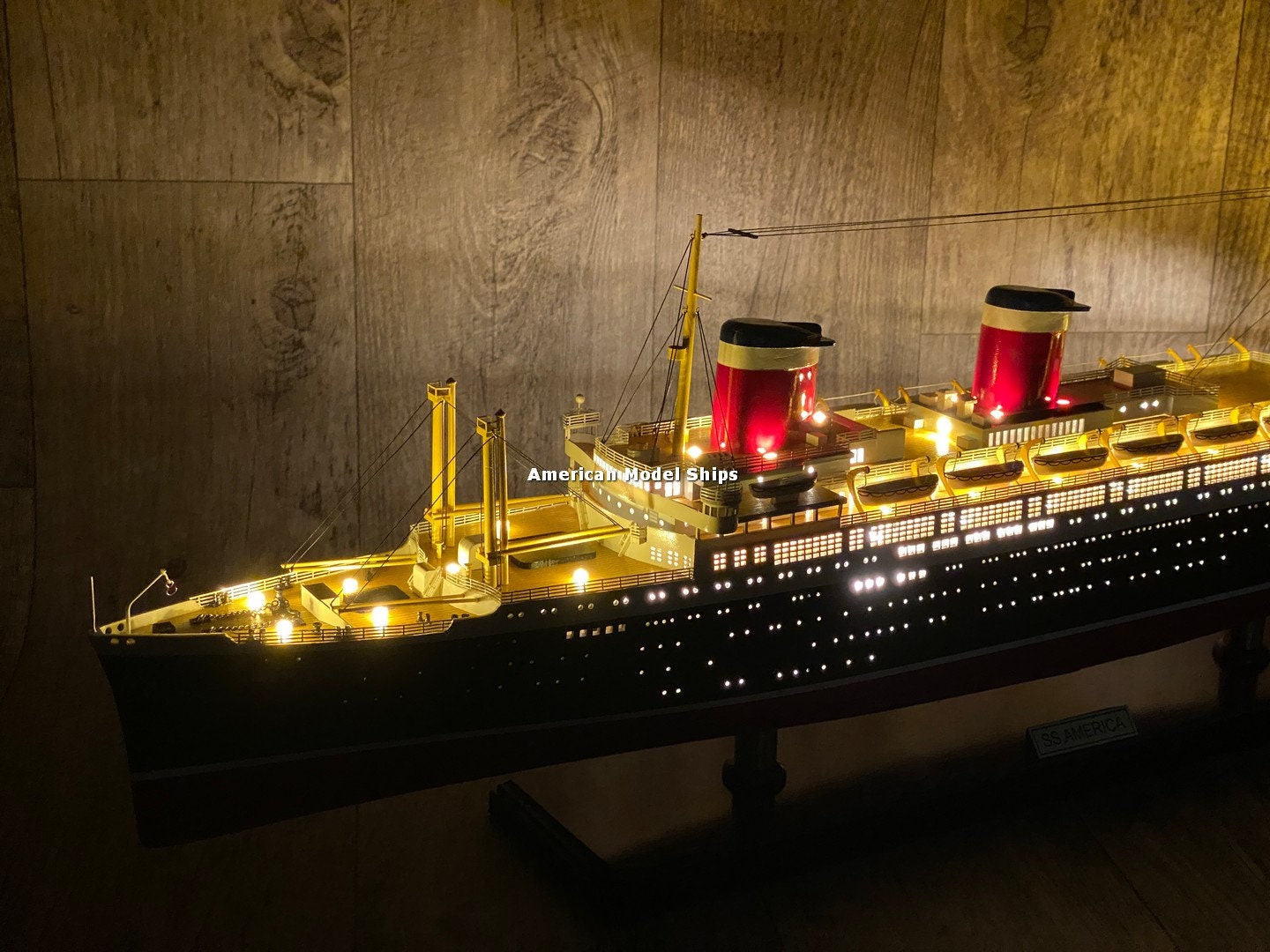 SS America With Lights Museum Quality Wooden Ship Model 34" - Etsy