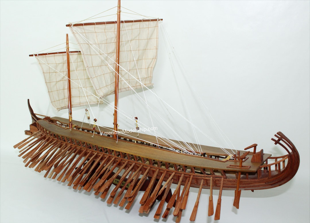 Ancient Trireme Greek 400 B.C Handcrafted Wooden Warship Model - Etsy UK