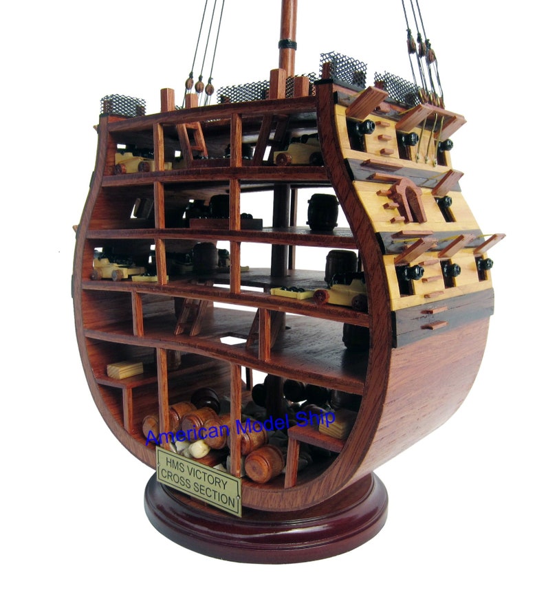 HMS Victory Cross Section Handcrafted Wooden Model Display Home Decor ...