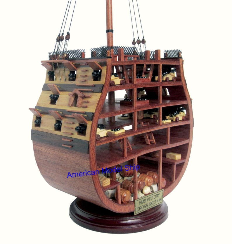 HMS Victory Cross Section Handcrafted Wooden Model Display Home Decor ...