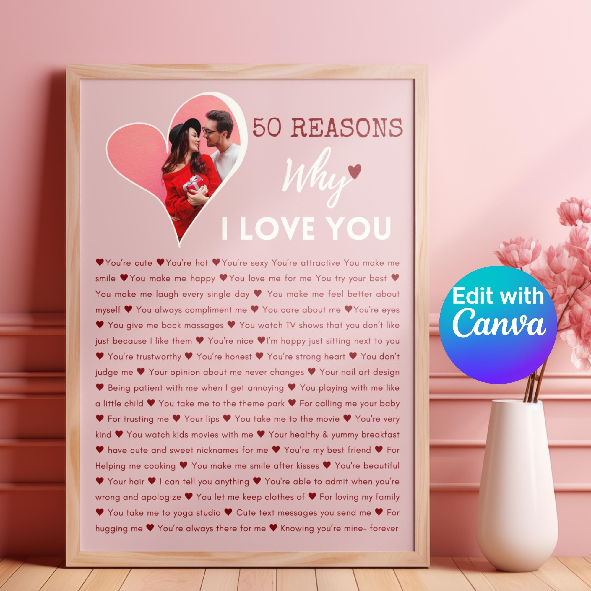 50 Reasons Why I Love You Template, Printable Valentine's Day Gifts ...
