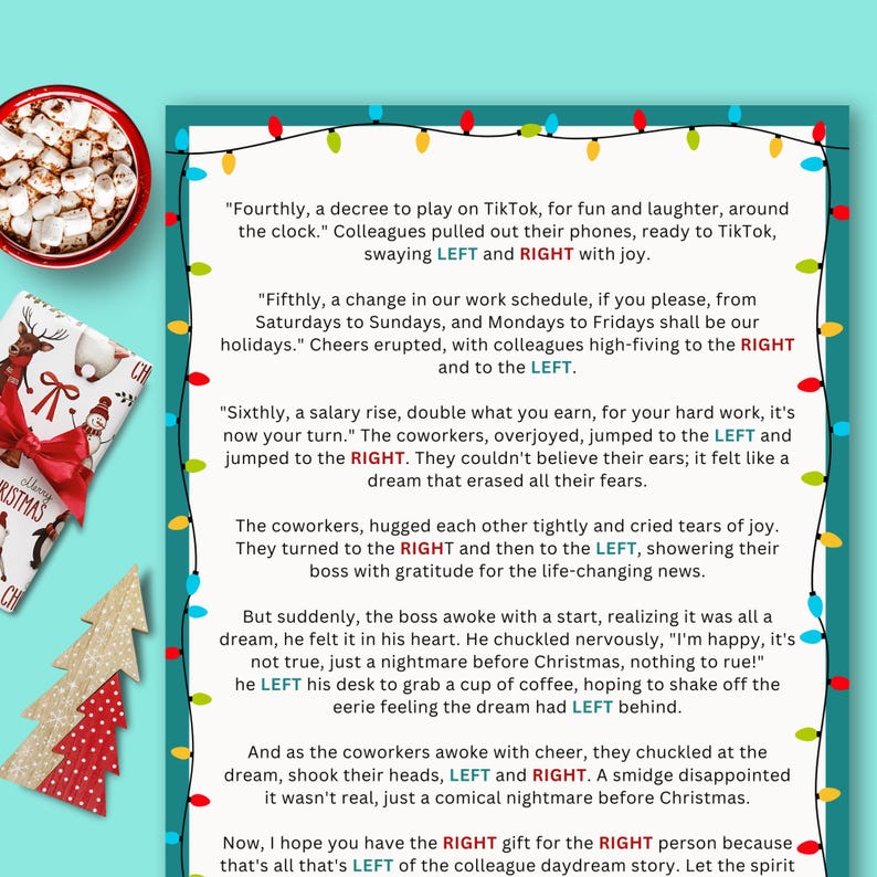 Left Right Christmas Game, Funny Coworker Christmas Stories, Right Left ...