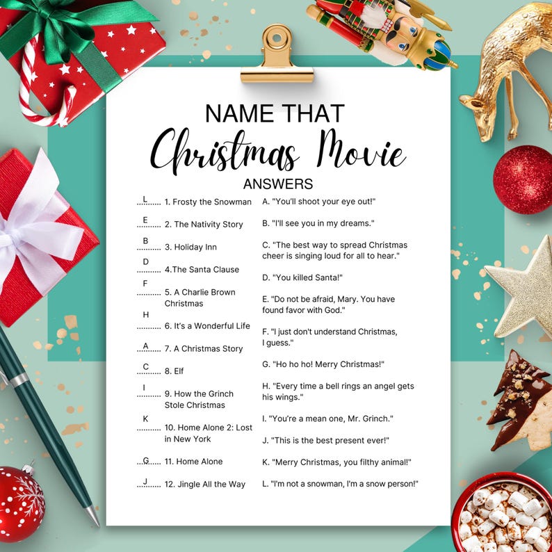 Christmas Movie Trivia Game, Christmas Trivia Questions With Answer ...