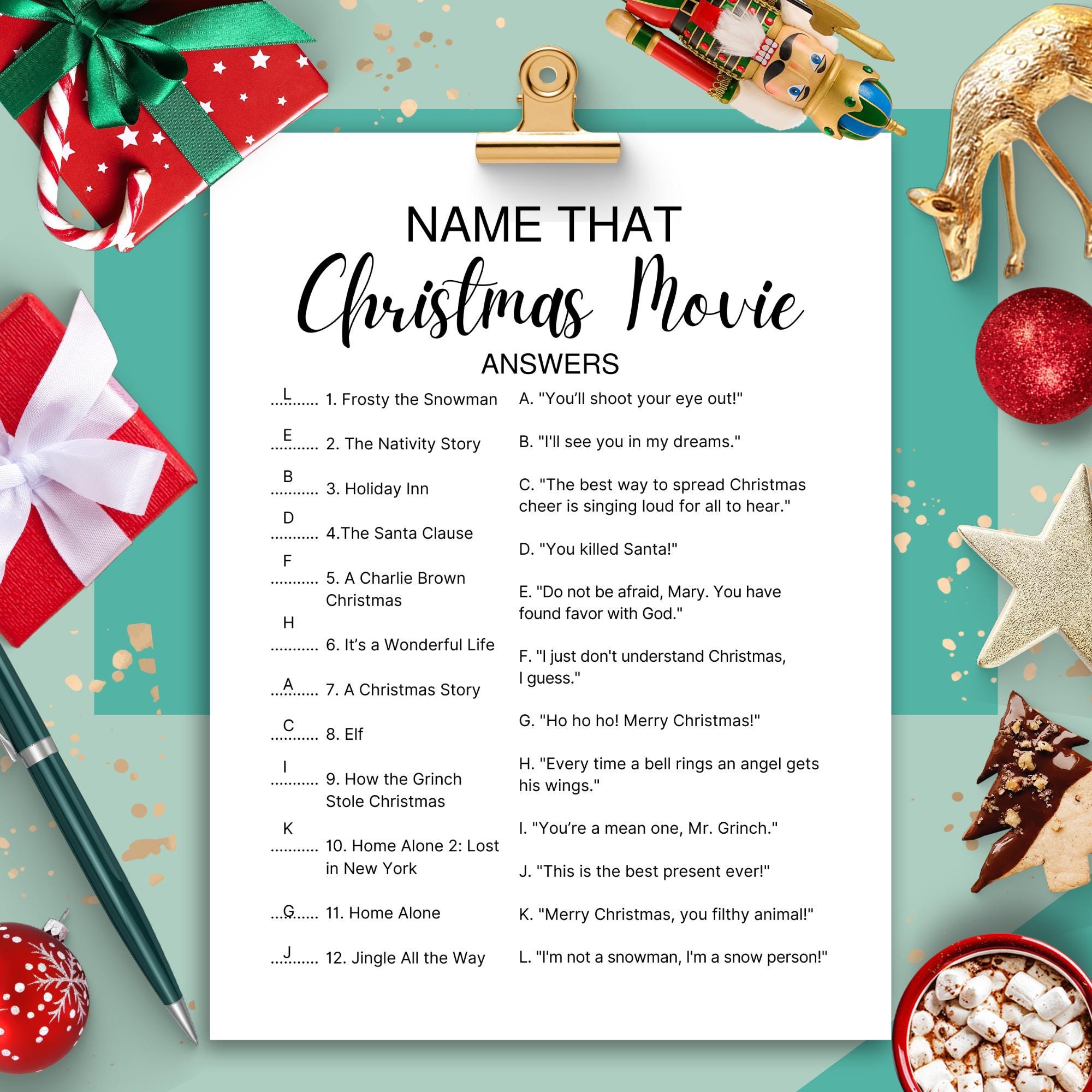 Christmas Movie Trivia Game, Christmas Trivia Questions With Answer ...