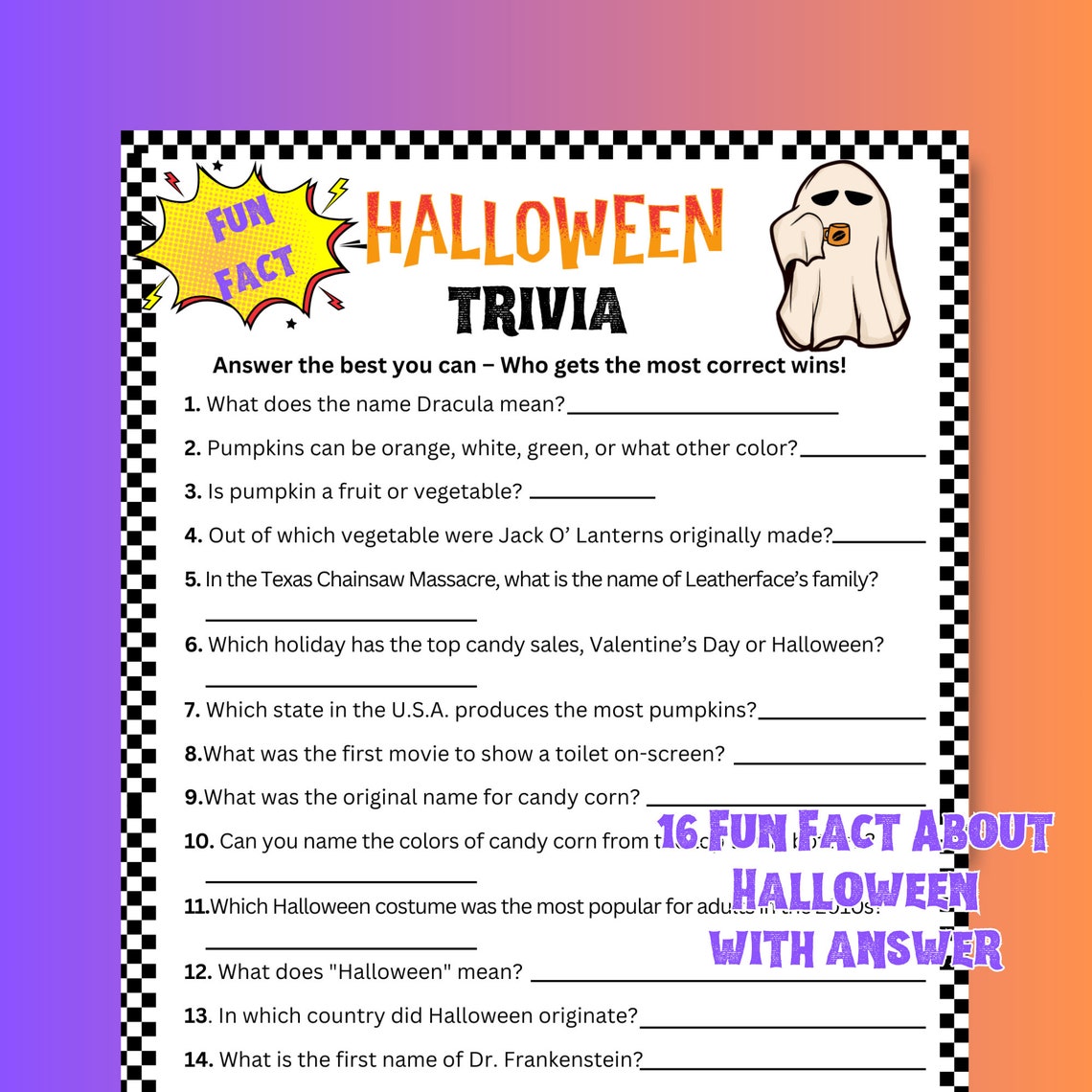Halloween Trivia Questions, Halloween Movie Quiz, Adults Halloween ...