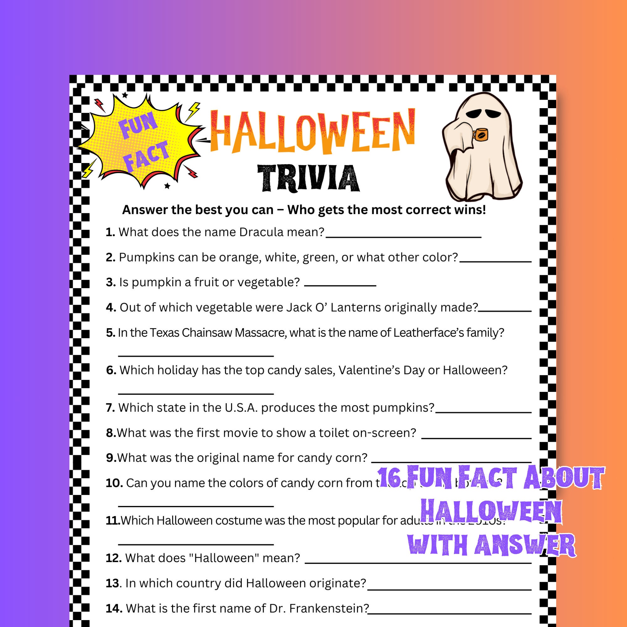 Halloween Trivia Questions, Halloween Movie Quiz, Adults Halloween ...